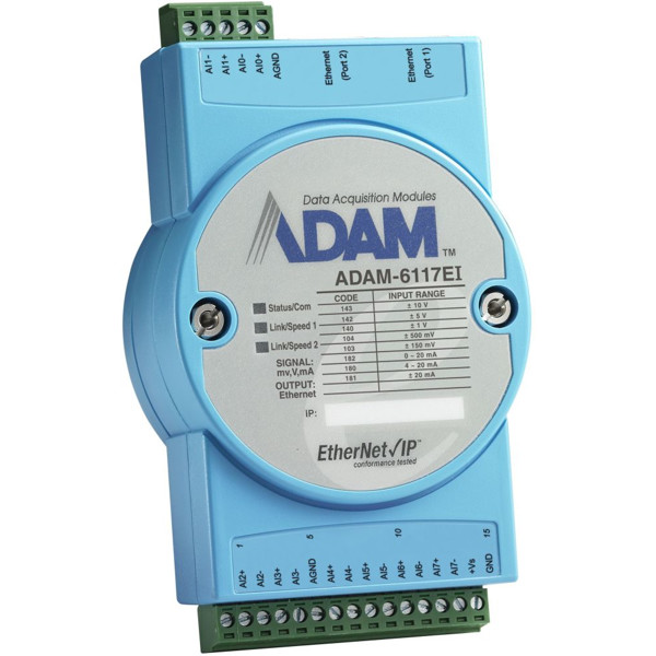 ADAM-6117EI Advantech Ethernet/IP Modul mit 8x analogen Eingängen und 2x RJ45 LAN Ports - BellEquip