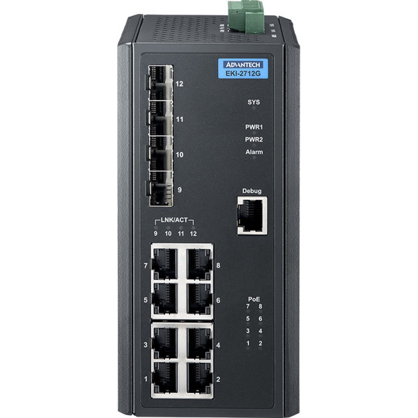 EKI-2712G-4FPI Advantech 8G + 4SFP Port Gigabit Unmanaged Industrial ...