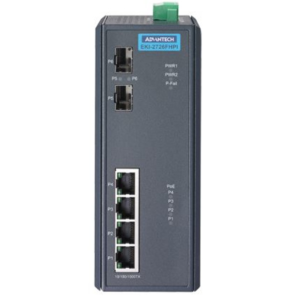 EKI-2726FHPI Advantech 4GE PoE+2G SFP Gigabit PoE Unmanaged Ethernet ...