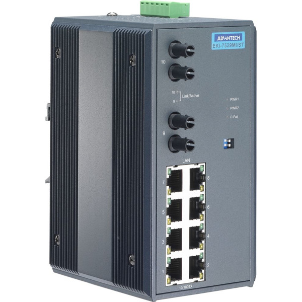 EKI-7529MI/ST Advantech Unmanaged Ethernet Switch mit 8x Fast Ethernet ...