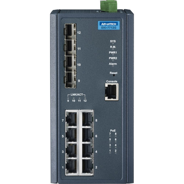 EKI-7712 Serie Advantech inustrielle Ethernet Managed Switches mit 12 ...