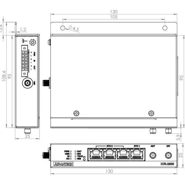 ICR-2531W Advantech industrieller 4G LTE Cat.4 Router mit Wi-Fi - BellEquip