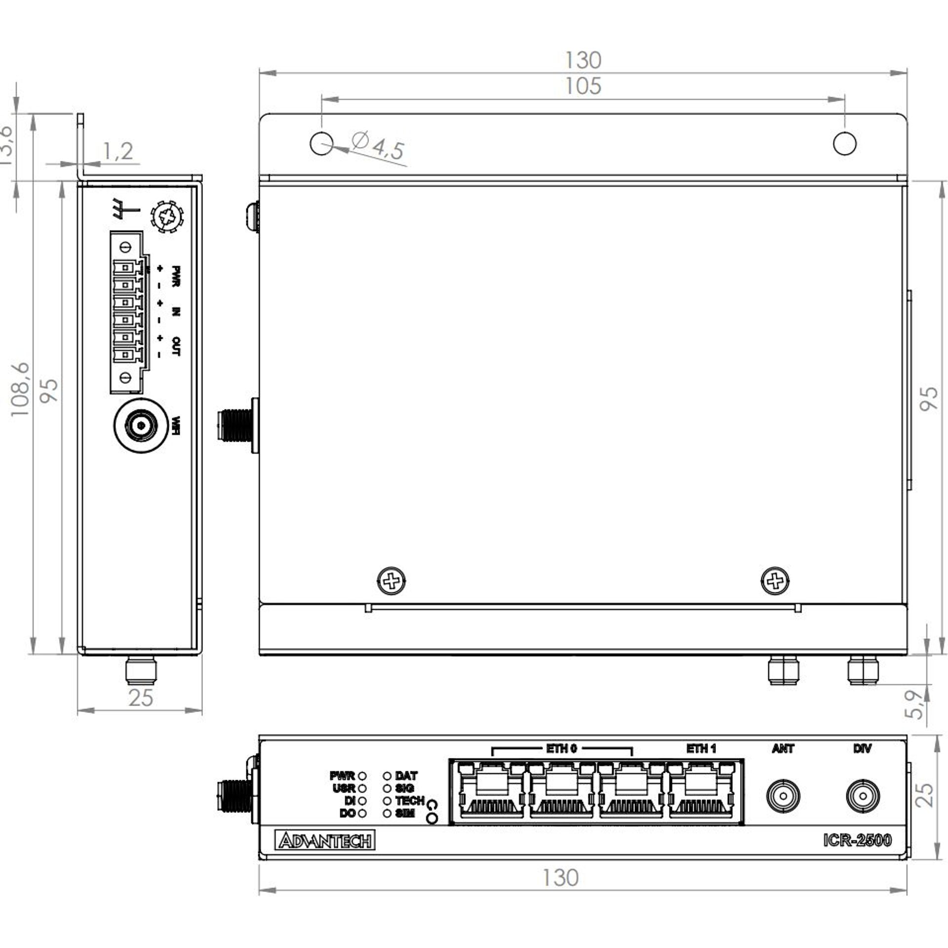 ICR-2531W Advantech industrieller 4G LTE Cat.4 Router mit Wi-Fi - BellEquip