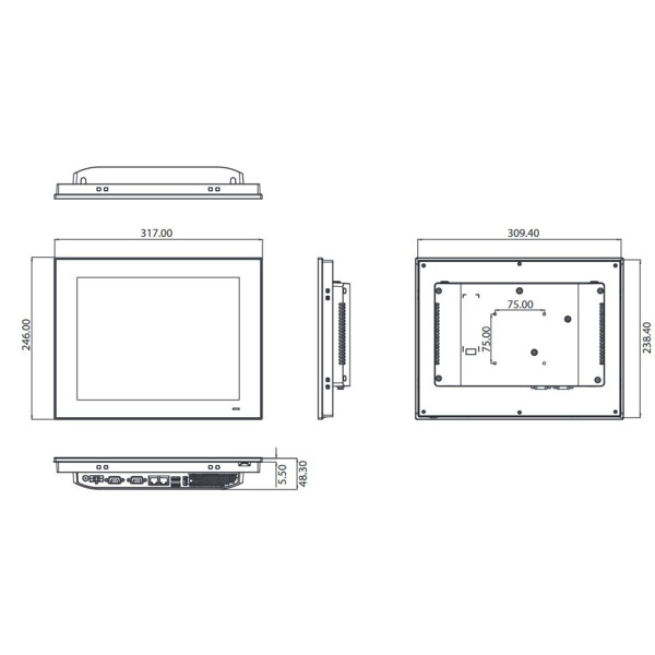 PPC-3120S Advantech Lüfterloser 12.1 Zoll Panel Computer mit einem Intel Celeron N2930 Prozessor ...