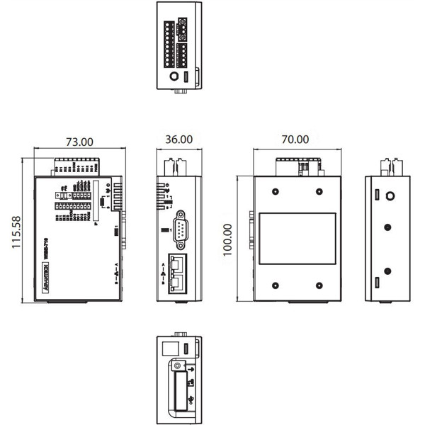 WISE-710 Advantech industrielles IoT Gateway mit 4x DI/DO, 3x COM und 2x GbE Anschlüssen - BellEquip