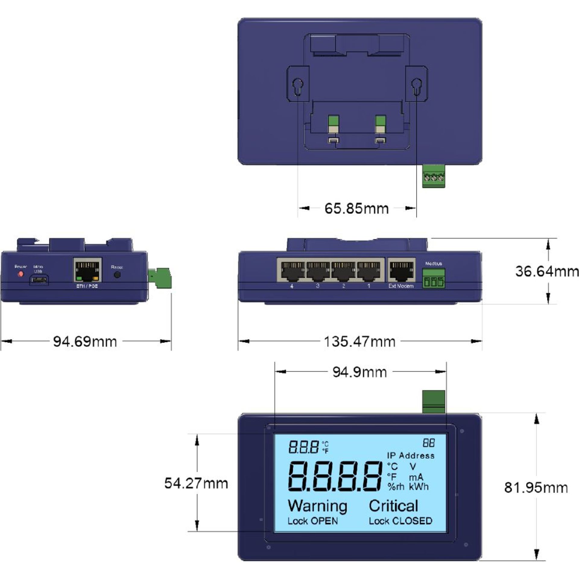 sensorProbe2+ LCD AKCP Sensor Monitoring Lösung - BellEquip