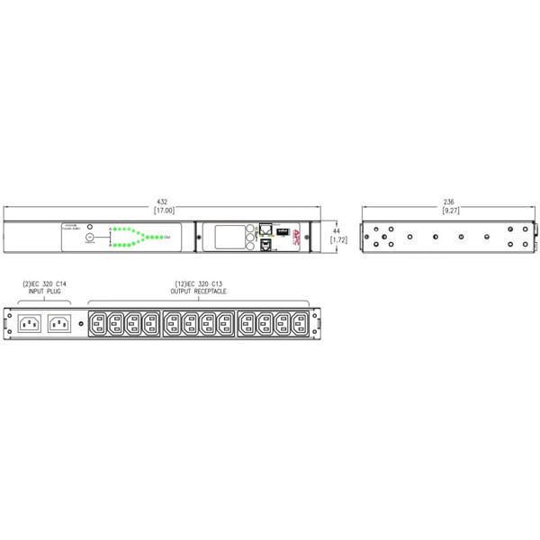 AP4421 APC Automatischer Rack Transfer Switch mit 2x IEC C14 und 12x ...