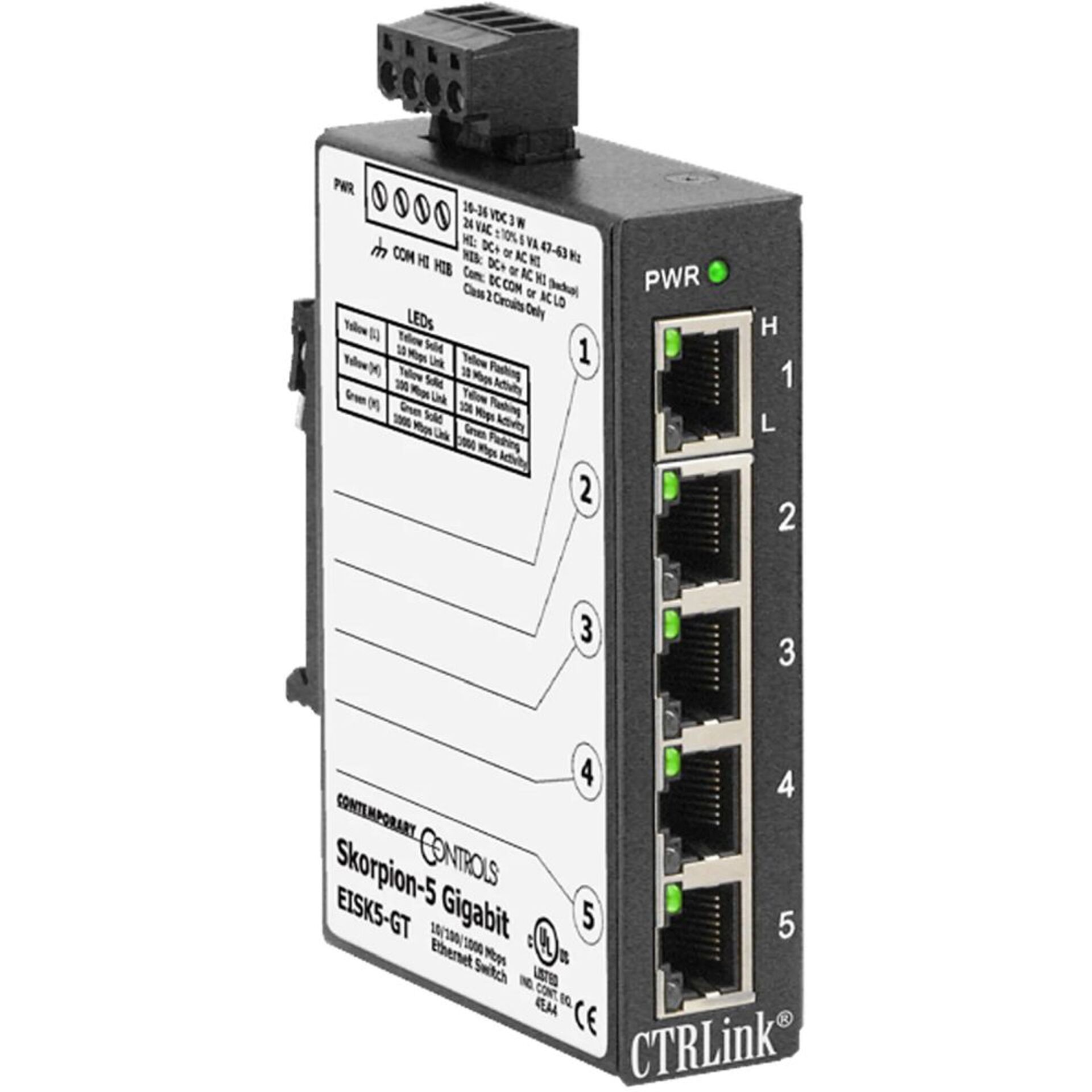 EISK5-GT Contemporary Controls 5-Port Gigabit Ethernet Switch - BellEquip