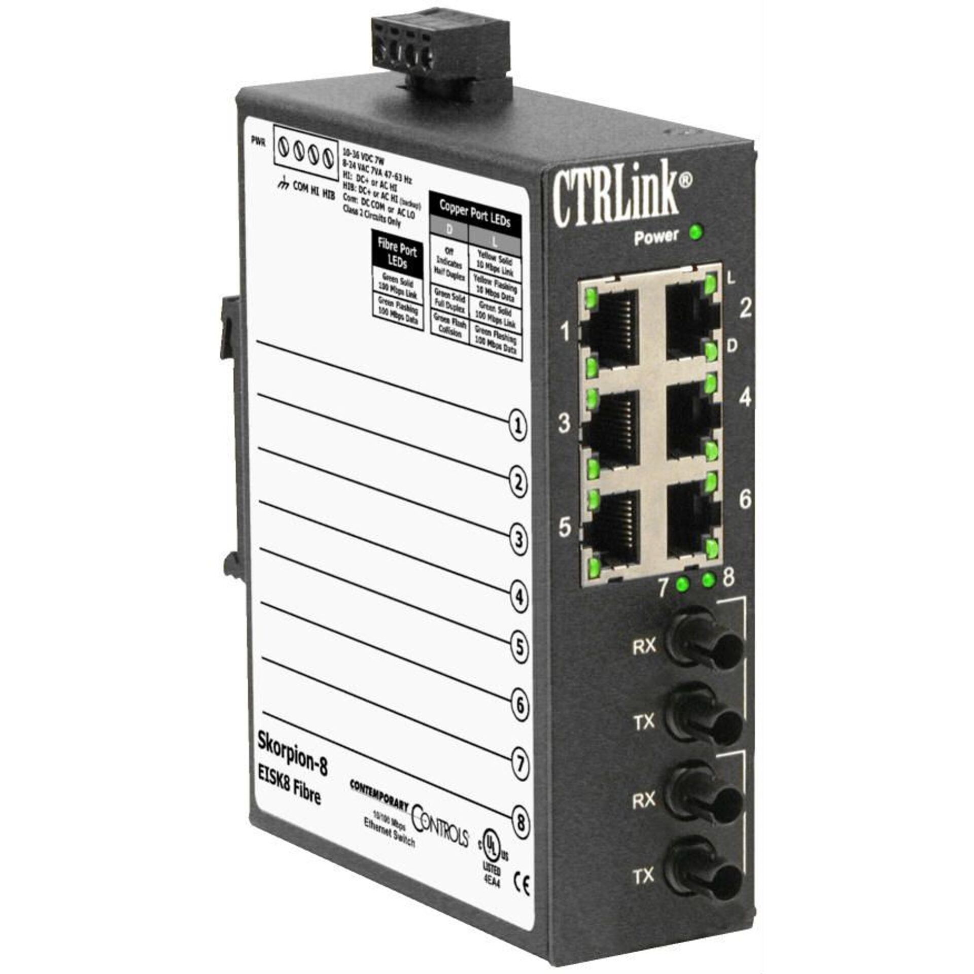 EISK8-100T/FT Contemporary Controls Unmanaged 8-Port Skorpion Switch ...