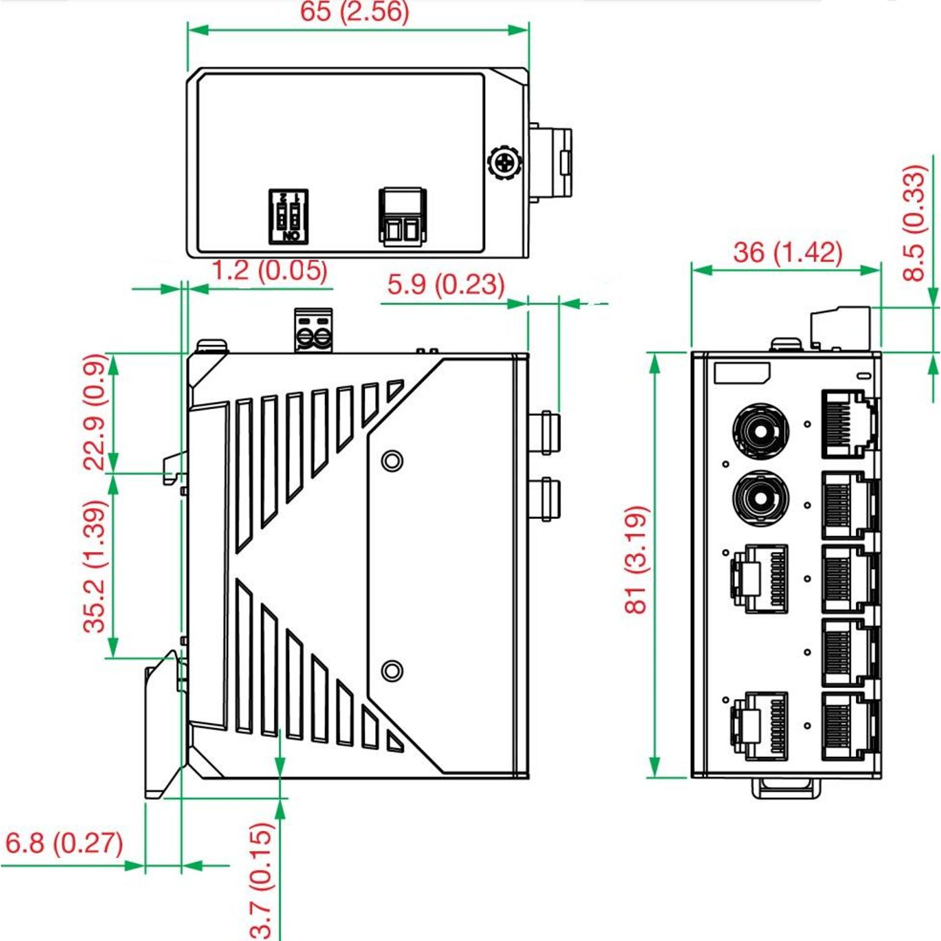 EDS-2008-EL-M-ST Moxa Unmanaged Ethernet Switch mit 7x Fast EThernet ...