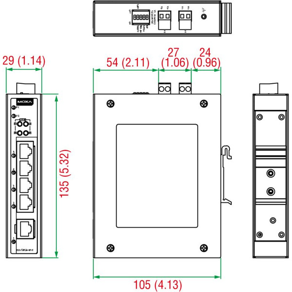 EDS-G205A-4PoE Moxa Unmanaged 5-Port Netzwerk Switch - BellEquip
