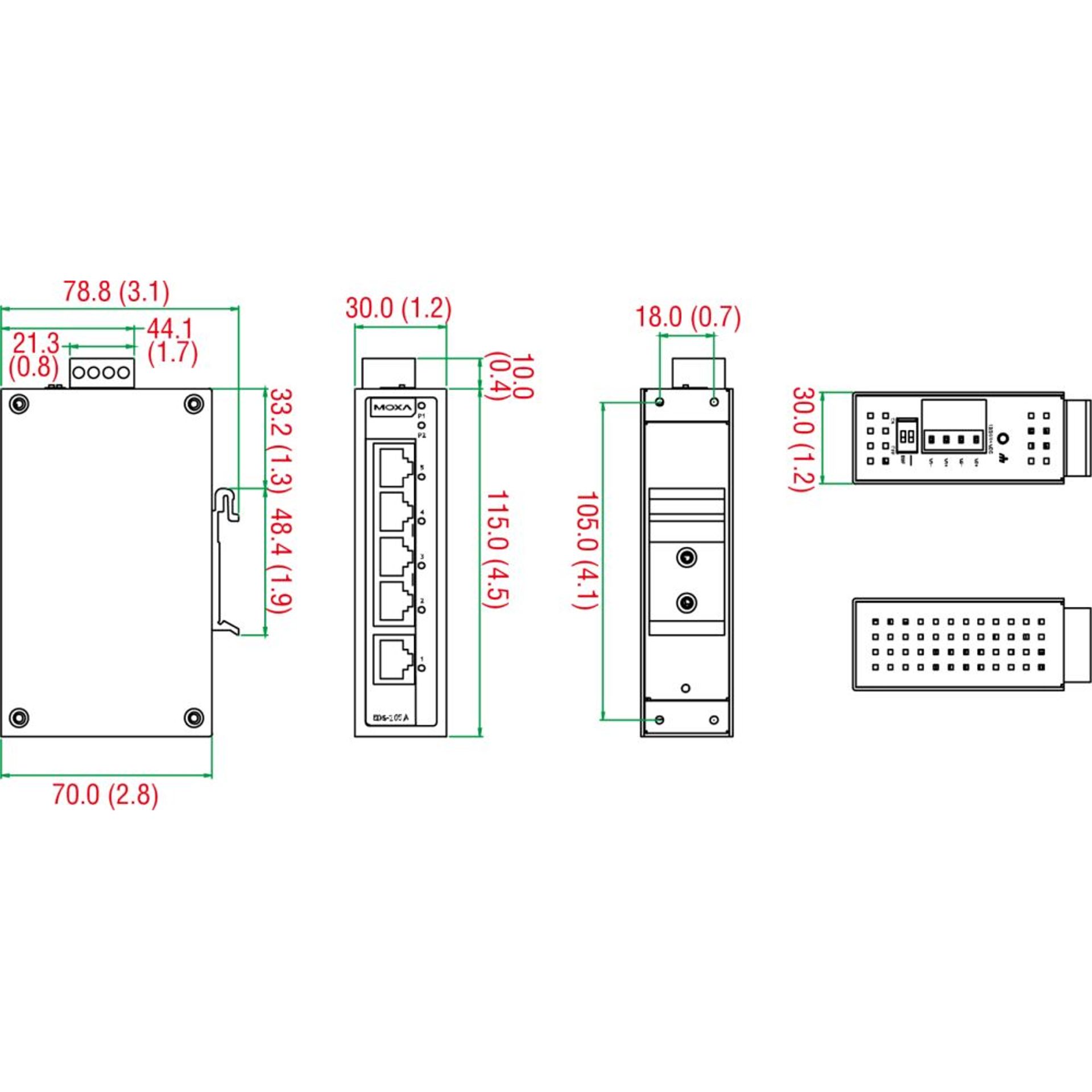 EDS-205A Moxa industrieller Unmanaged Netzwerk Switch - BellEquip