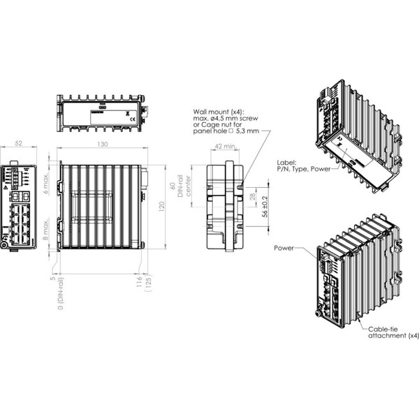 Lynx-3310-F2G-T8-LV Westermo industrieller Layer 2 Managed Switch ...