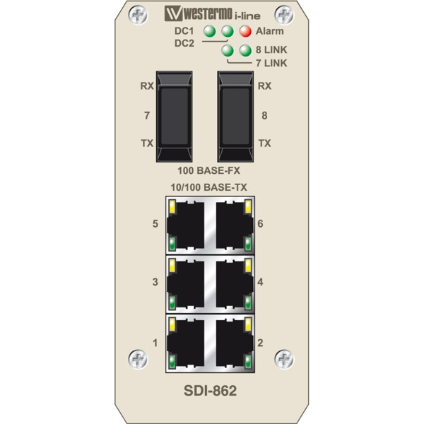 SDI-862-SM-SC30 Westermo Unmanaged Netzwerk Switch mit 6x RJ45 und 2x ...